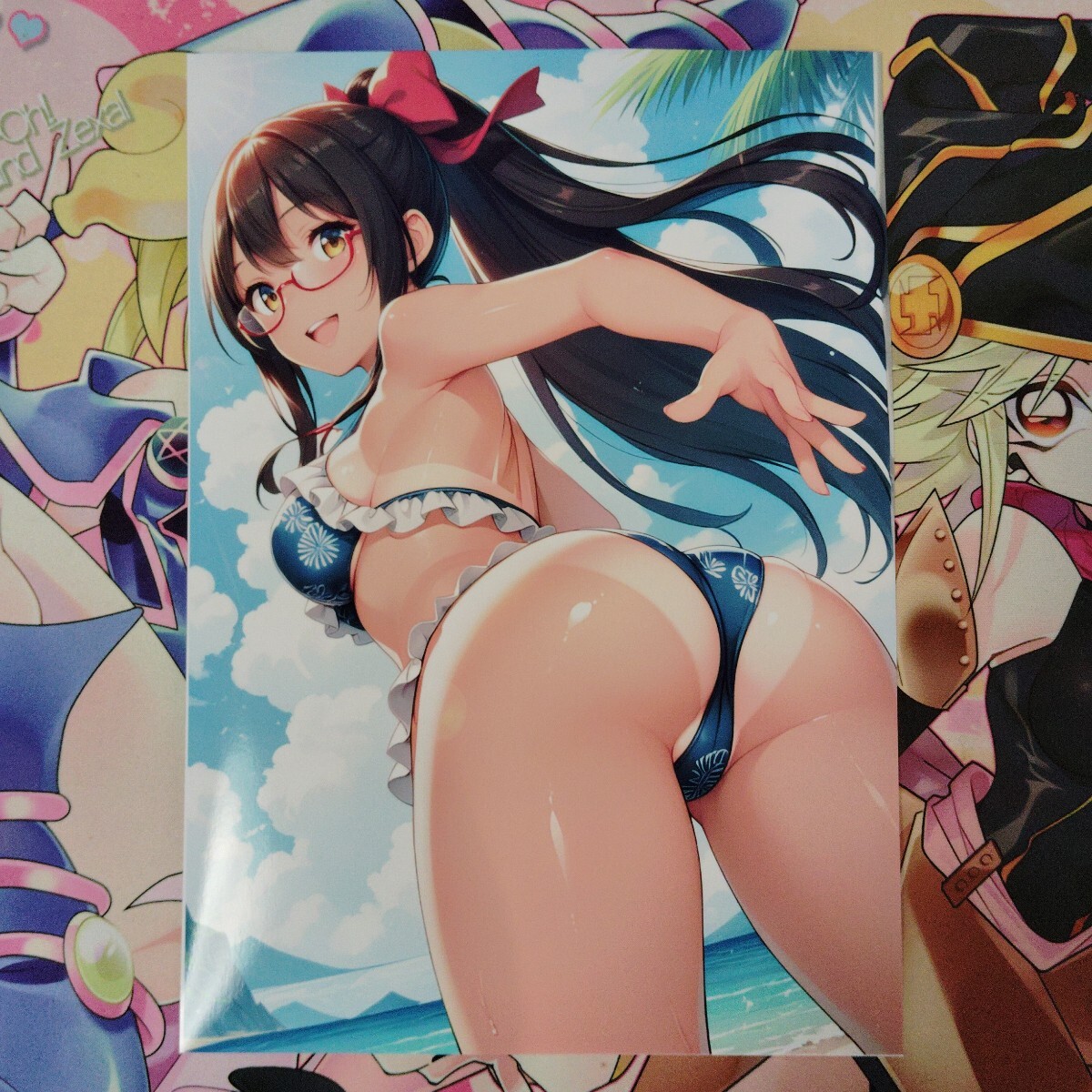 Yahoo!オークション - P064 ポニーテール 赤縁眼鏡娘 オリジナル A4...