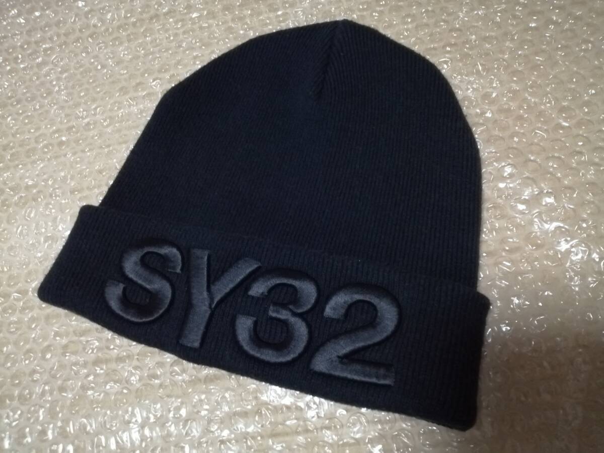 Yahoo!オークション - 送料無料 美品 SY32 3Dロゴ ニットキャップ BLAC...