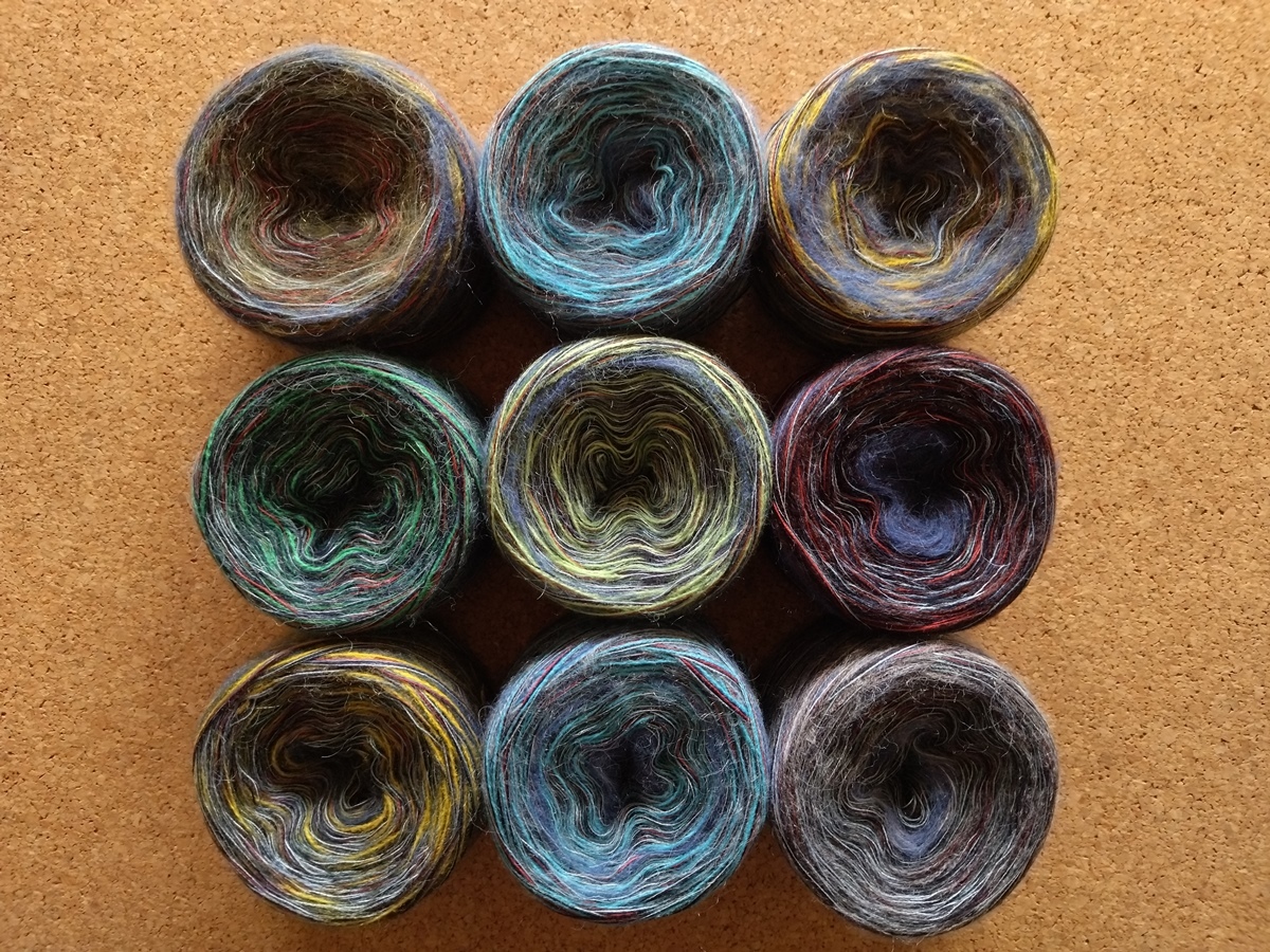 Yahoo!オークション - 毛糸・Y35 / 引き揃え 9色 405g 起毛 Blue・ブル...