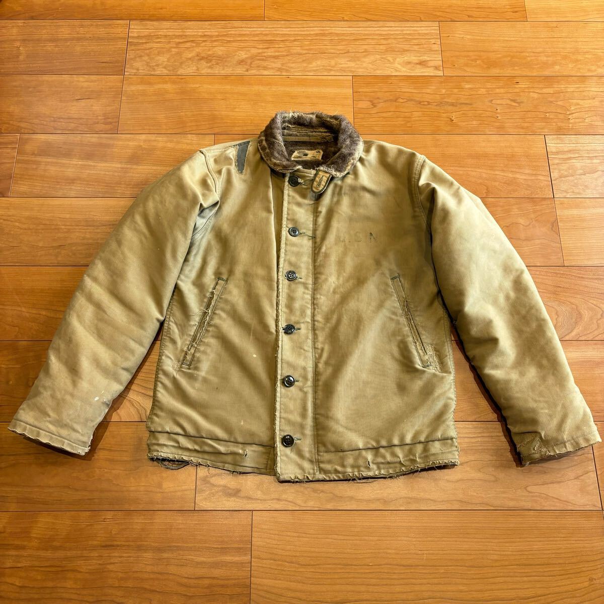 Yahoo!オークション - 40s USN N-1 デッキジャケット 米軍実物 オリジ...