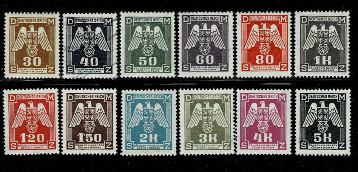 Yahoo!オークション - 《ボヘミア・モラビア》Scott #O13-24 1943年 12...