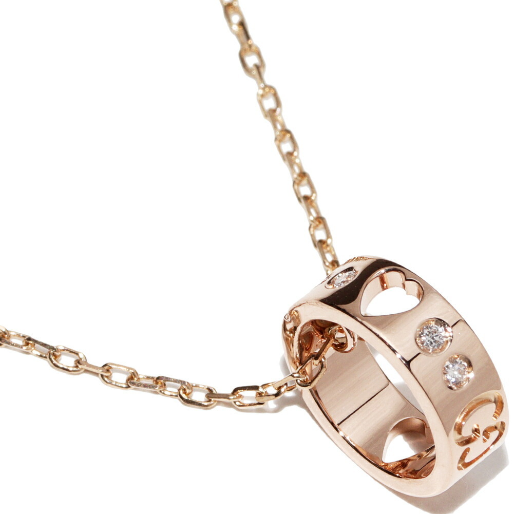 Yahoo!オークション - グッチ ペンダントネックレス K18PG ダイヤ8P ア...