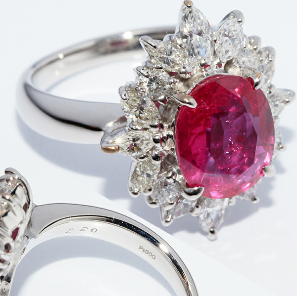 Yahoo!オークション - 指輪 Pt900 ルビー3.317ct ダイヤ2.20ct
