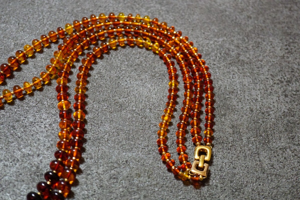 Yahoo!オークション - x21 18金 天然琥珀 アンバー コハク ネックレス ...