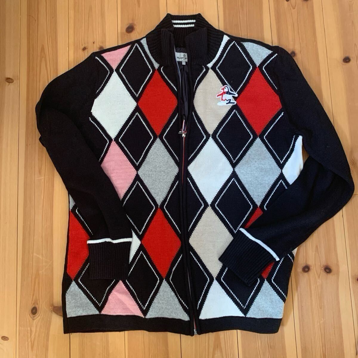 Yahoo!オークション - Y44 Munsingwear ダイヤモンド柄カーディガン L...