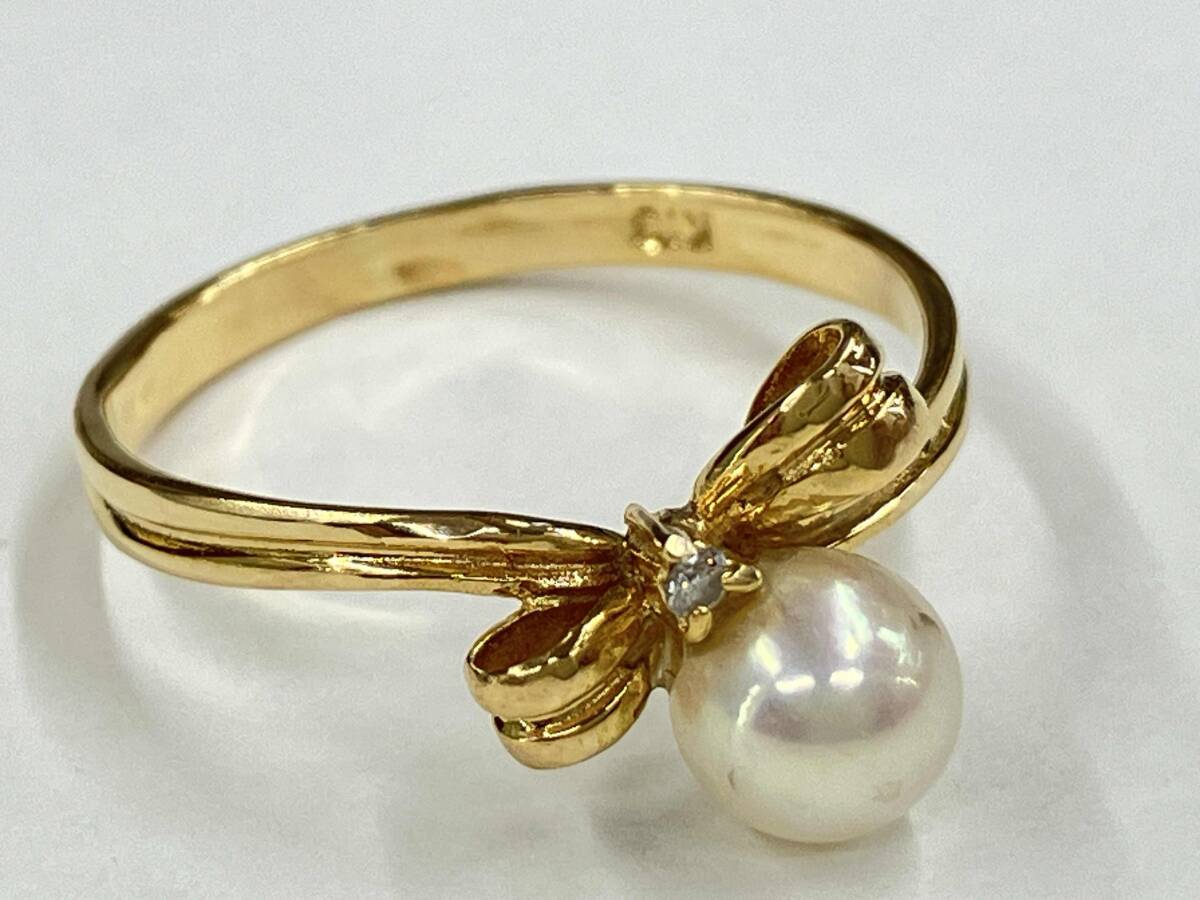 Yahoo!オークション - K18 #8.5 1.4g CS付 リボンモチーフデザインリン...