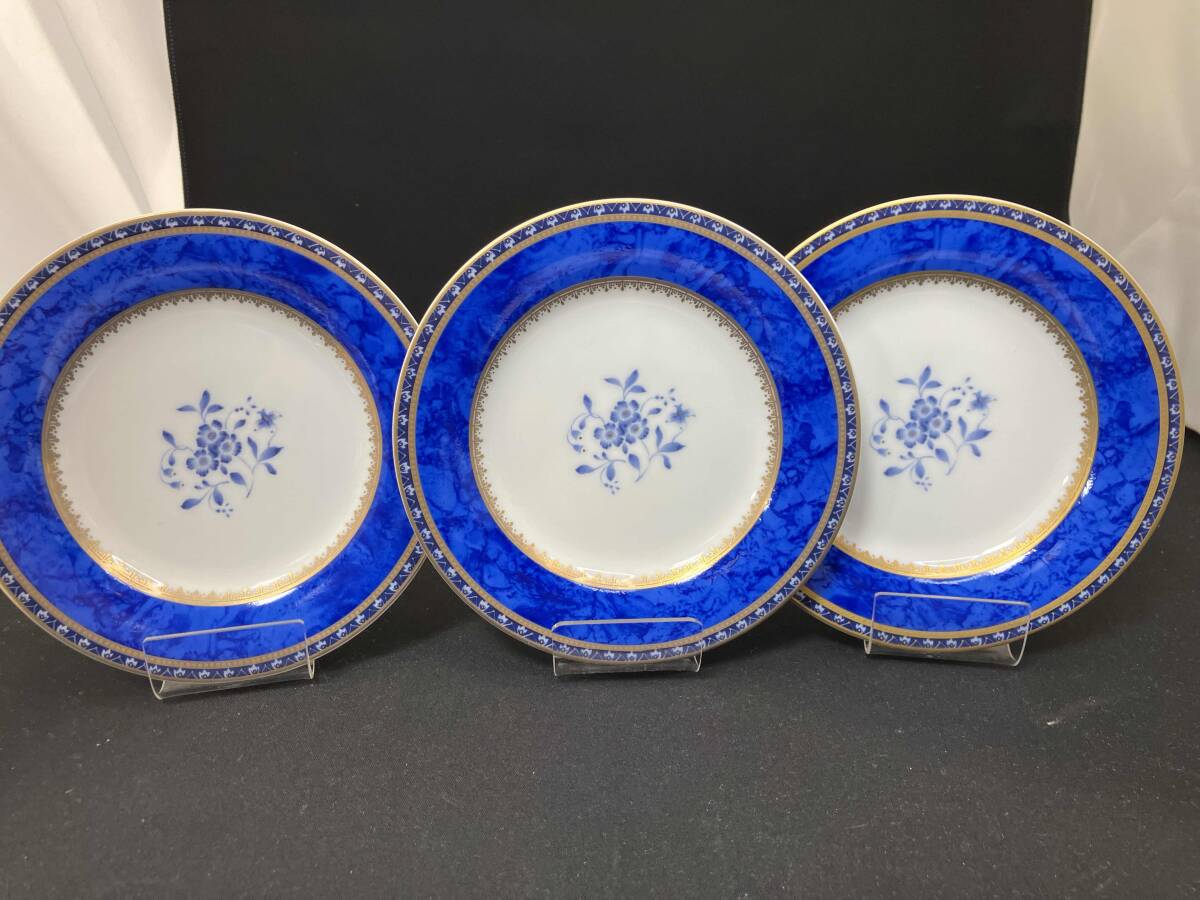 Yahoo!オークション - 【NARUMI】ブルー系 金彩 プレート 16cm 3枚