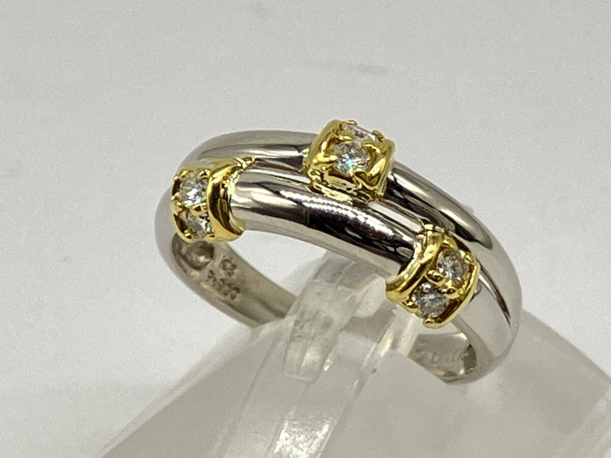 Yahoo!オークション - K18 Pt900 D0.20ct ゴールド プラチナ ダイヤモ...