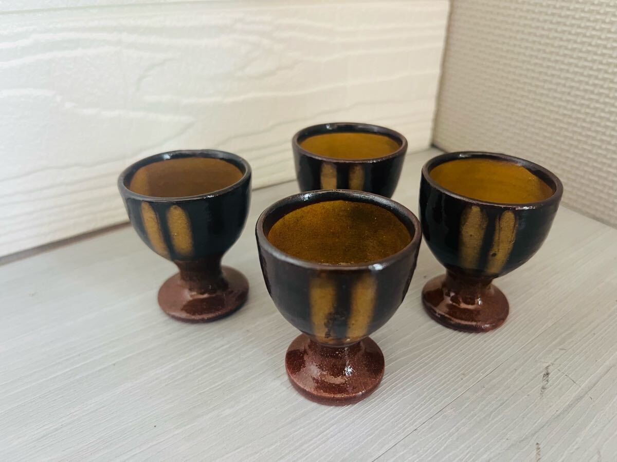 Yahoo!オークション - K83 エッグスタンド 湯町焼 4個セット アンティ...