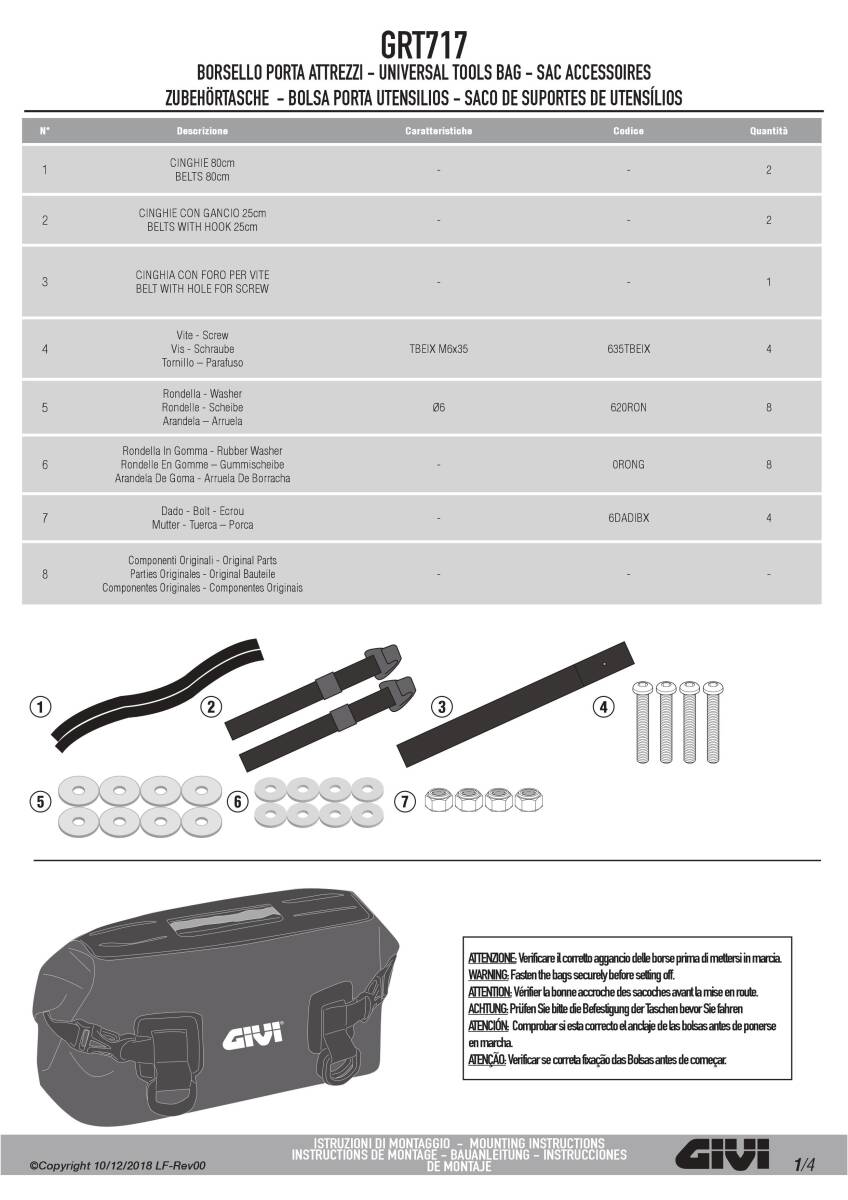 Yahoo!オークション - GIVI GRT717B 防水リアバッグ シートバッグ 5L S...