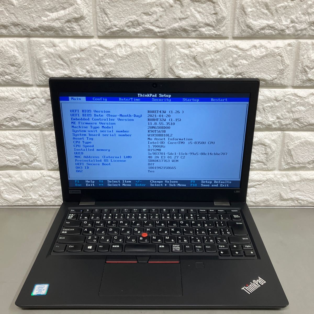 Yahoo!オークション - I198 Lenovo ThinkPad L380 Core i5 8350U メモ...