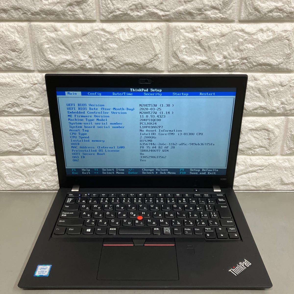 Yahoo!オークション - J104 Lenovo ThinkPad X280 Core i3 8130U メモ...