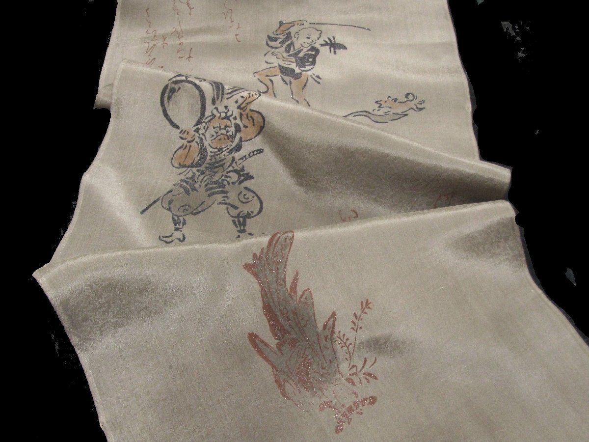 Yahoo!オークション - 和古布材料 大津絵柄の端布 0618