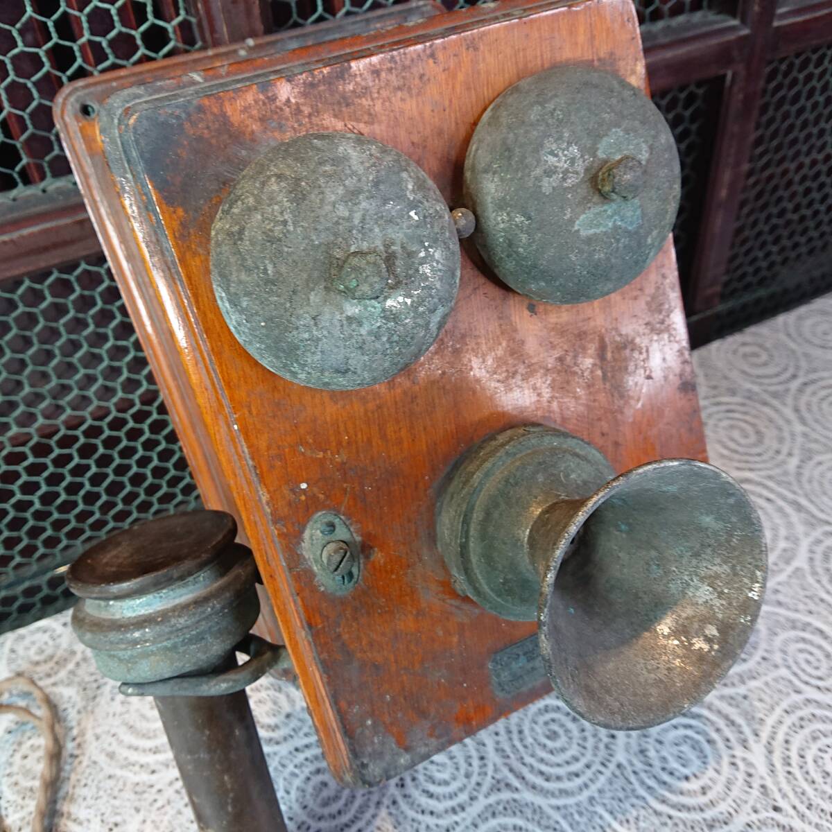 Yahoo!オークション - T06-0212 アンティーク 電話機 ハンドクランク型...