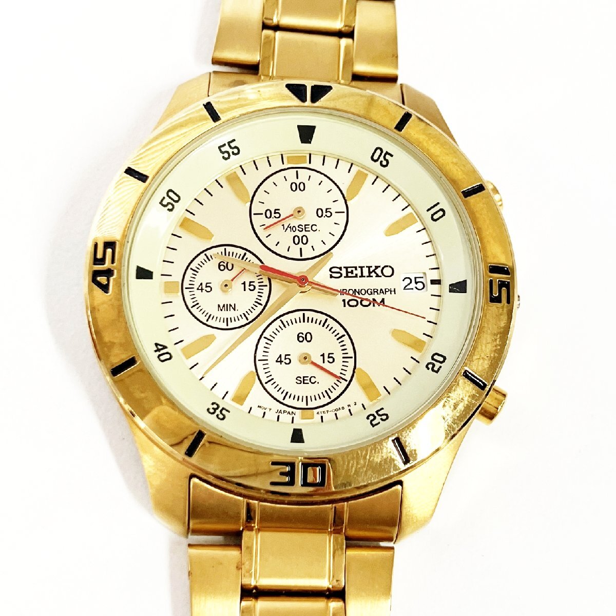 1円スタート SEIKO セイコー 4T57-00A0 クロノグラフ GP×SS ゴールド文字盤 クオーツ メンズ腕時計 ジャンク 385762(セイコー)｜売買されたオークション情報 ...