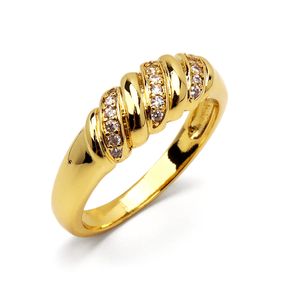 Yahoo!オークション - (12号) ツイストリング ゴールド 18K GP K18 CZ ...