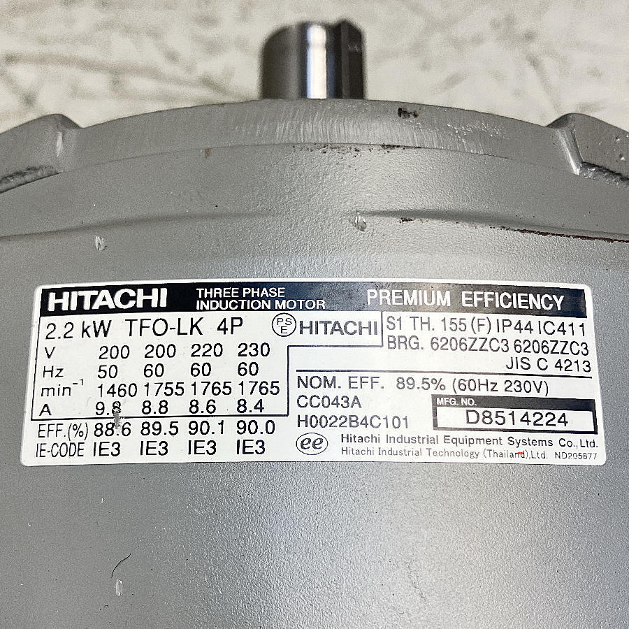 Yahoo!オークション - HITACHI/日立 TFO-LK 4P 2.2kw/3馬力 全閉外扇モ...