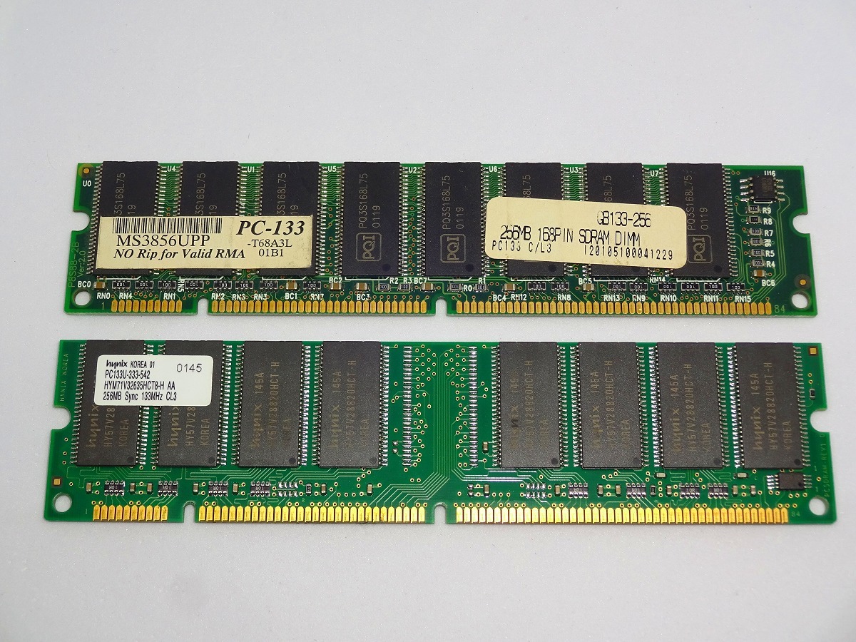 Yahoo!オークション - SDRAM PC133 CL3 256MB 2枚 合計512MB 中古動作...