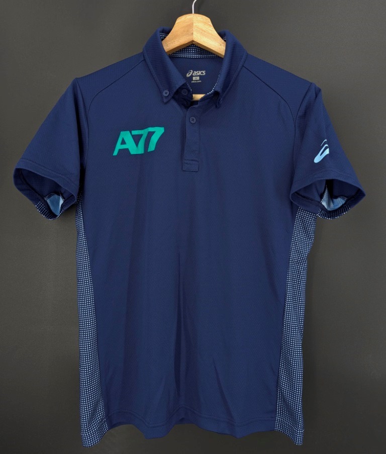 1649 良品 asics アシックス A77 速乾生地 メンズ トレーニングウエア ボタンダウン ポロシャツ M(Mサイズ)｜売買されたオークション情報、yahooの商品情報をアーカイブ公開 ...