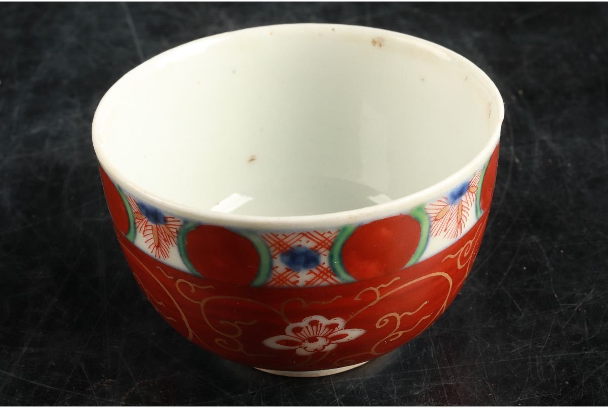 Yahoo!オークション - [URA]萬唐年製/赤絵花唐草湯呑茶碗10客/8-s12-44...