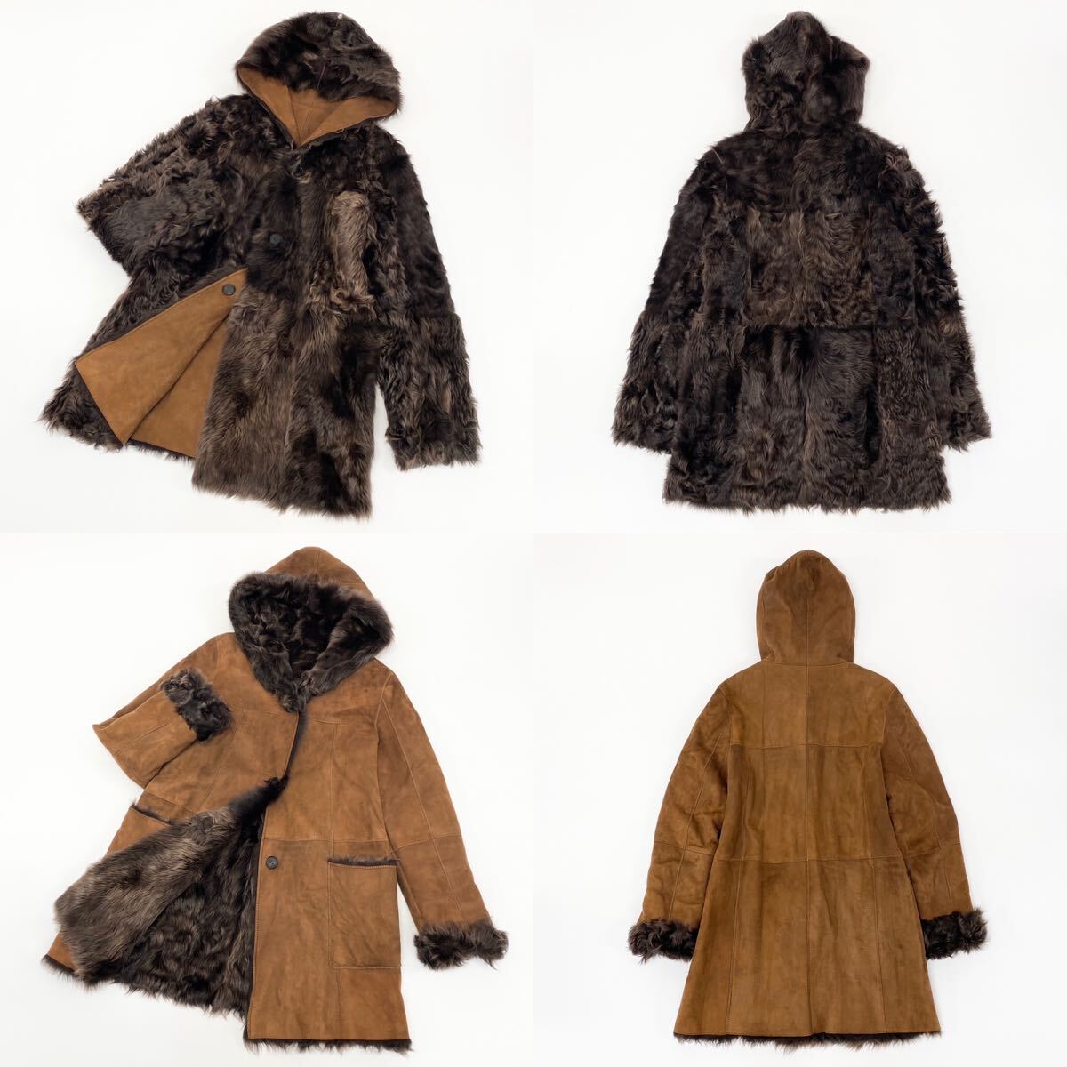Yahoo!オークション - b28-8 最高級毛皮 チキャンラム ラムコート セミ...