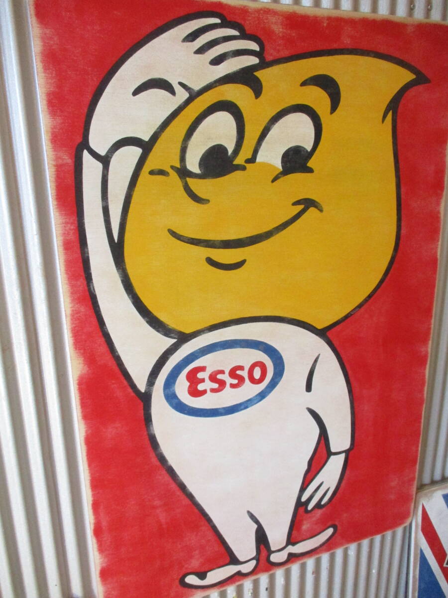 Yahoo!オークション - ビンテージサイン木製看板 ESSO BOY検）アドバタ...
