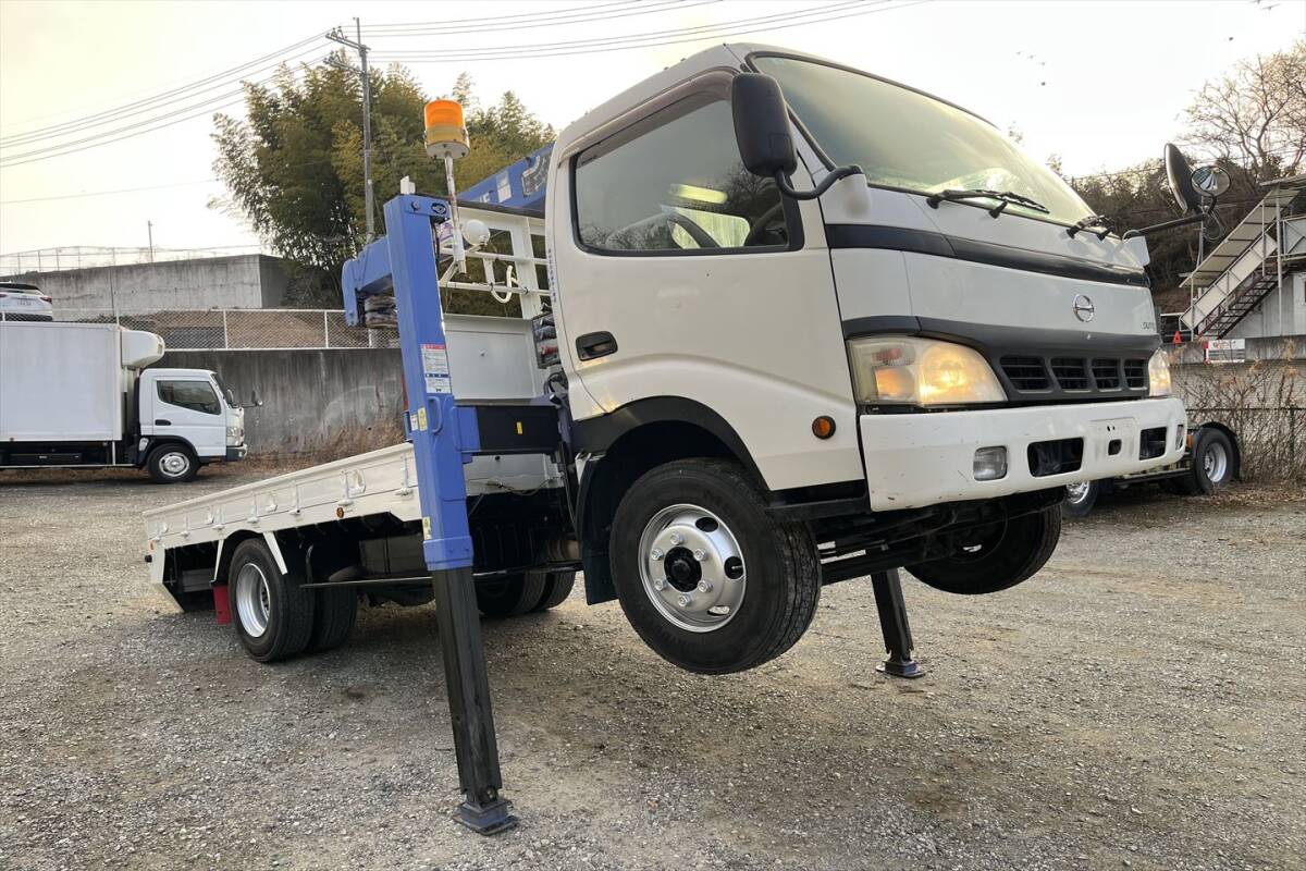 動画有 H18年 日野 デュトロ 3段クレーン タダノ フックイン ハイジャッキセルフローダー 2.63t吊 積載3600kg 6速MT 兵庫小野市(4tトラック、中型トラック)｜売買された ...