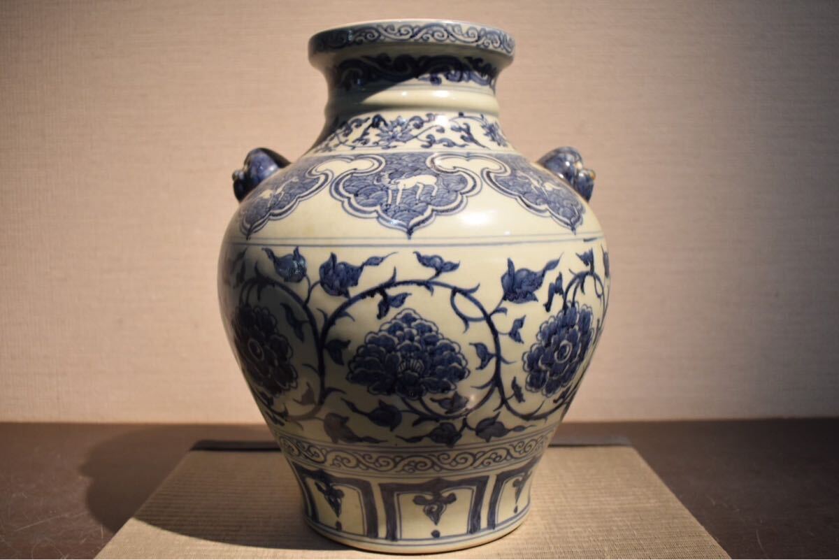 Yahoo!オークション - 【GE】Z144【コレクター所蔵品】時代 染付獣耳壺...