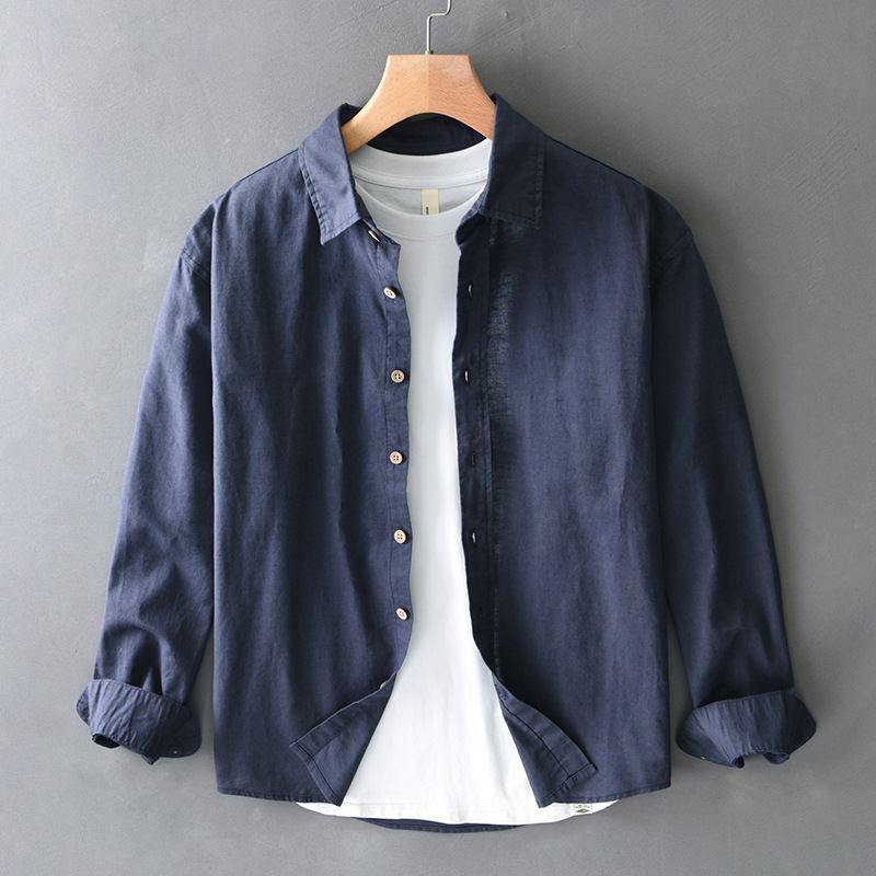 Yahoo!オークション - リネンシャツ 綿麻混ん カジュアルシャツ 長袖シ...