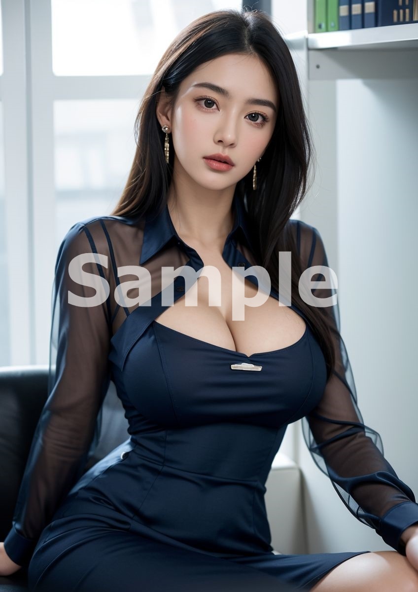 Yahoo!オークション - 高画質 美女 AI ポスター OL A4 美少女 美乳 巨...