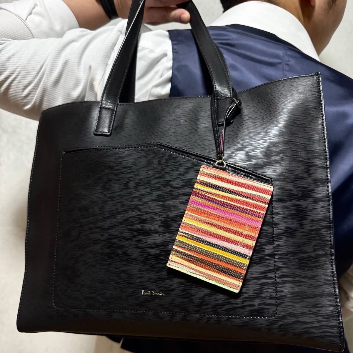 極 /現行 ポールスミス Paul Smith A4収納 メンズ レザー トートバッグ ビジネス 肩掛け マルチカラー エピレザー ブラック 黒(かばん、バッグ)｜売買されたオークション情報 ...