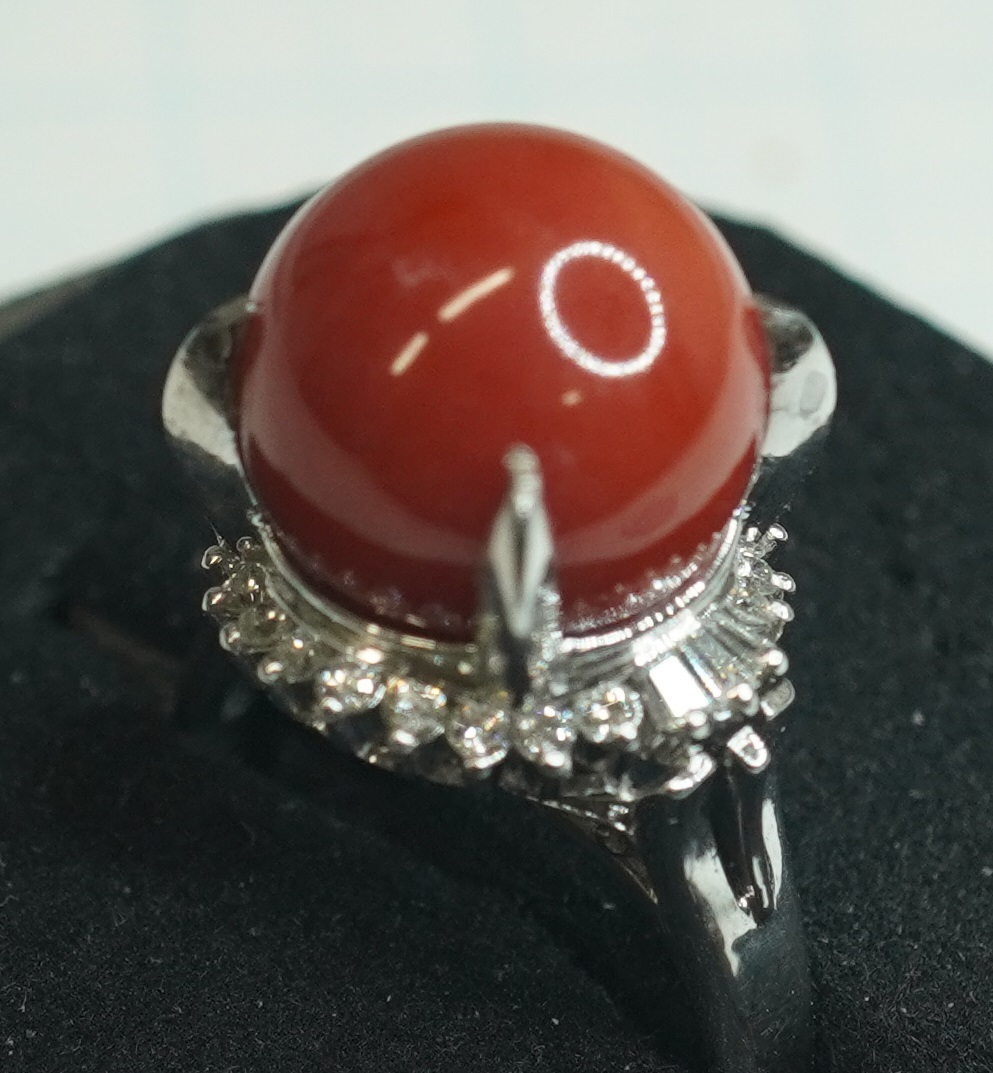 Yahoo!オークション - 珊瑚 ダイヤ 10.5号 pt900 大網てんとう虫 D21-5...