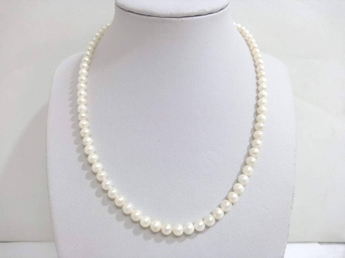 Yahoo!オークション - 本真珠 ネックレス/パール粒約5.1mm玉/全長約44c...
