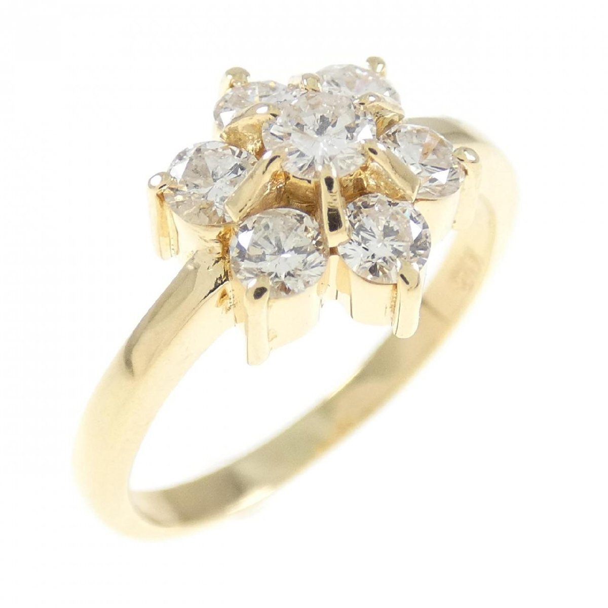 Yahoo!オークション - K18YG フラワー ダイヤモンド リング 0.50CT