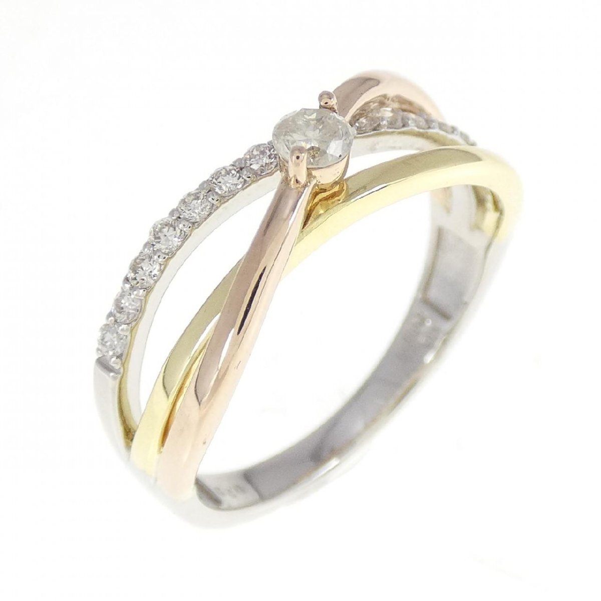 Yahoo!オークション - 【新品】K18YG/PT/K18PG ダイヤモンド リング 0....