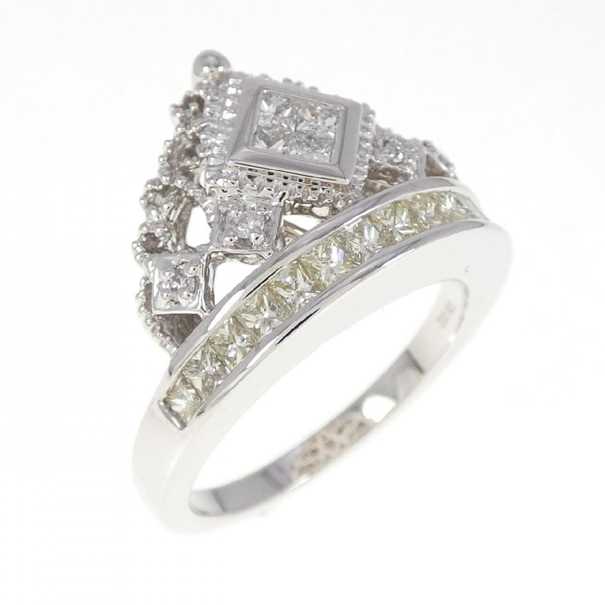 Yahoo!オークション - K18WG ティアラ ダイヤモンド リング 0.95CT