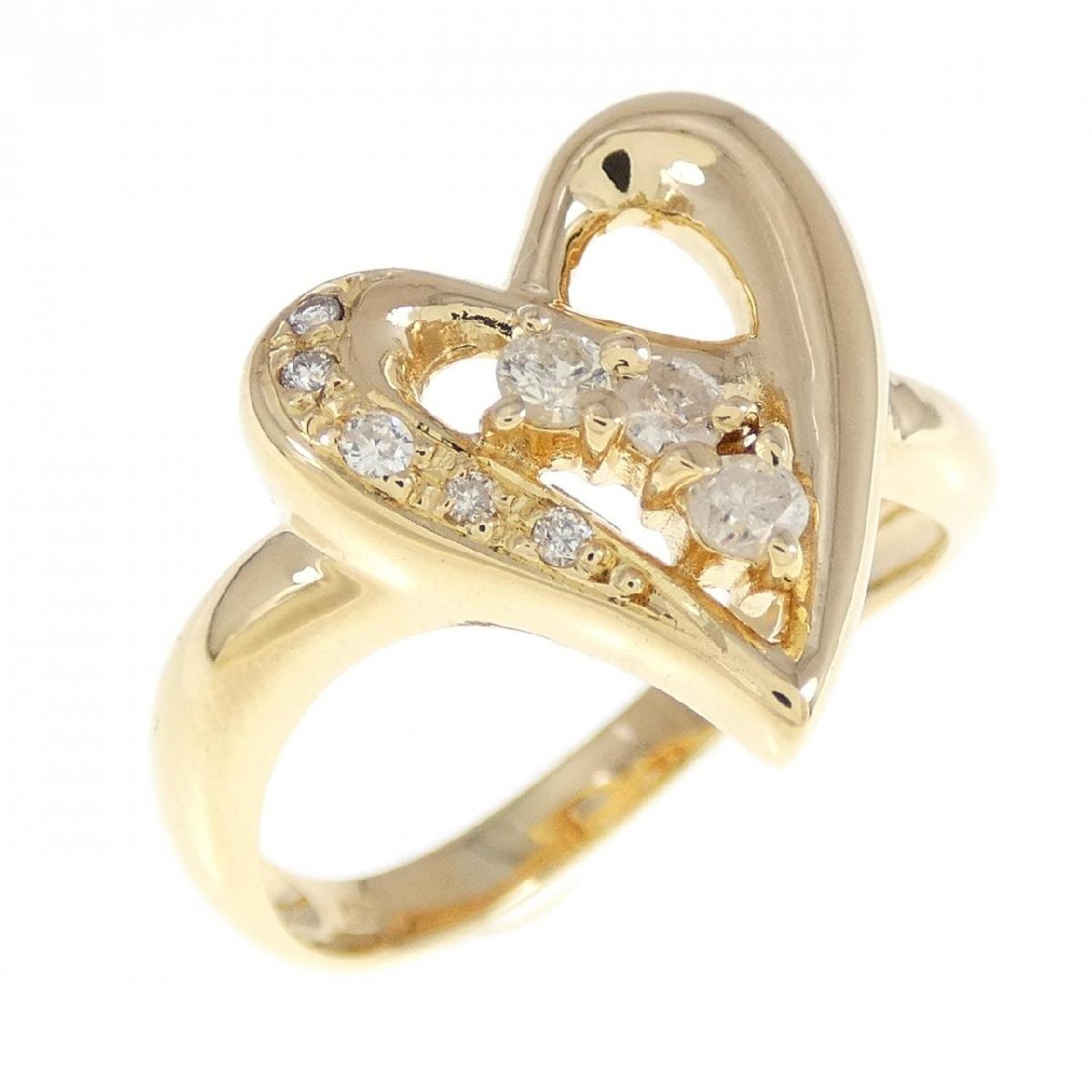 Yahoo!オークション - K18YG ハート ダイヤモンド リング 0.17CT