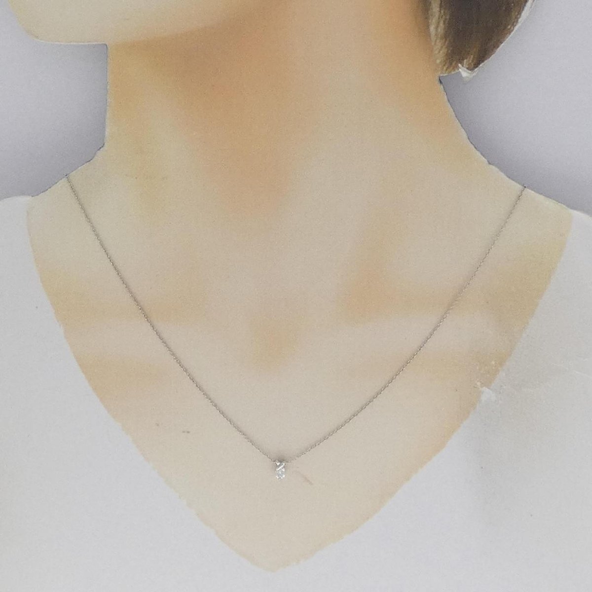 Yahoo!オークション - K18WG ダイヤモンド ネックレス 0.10CT