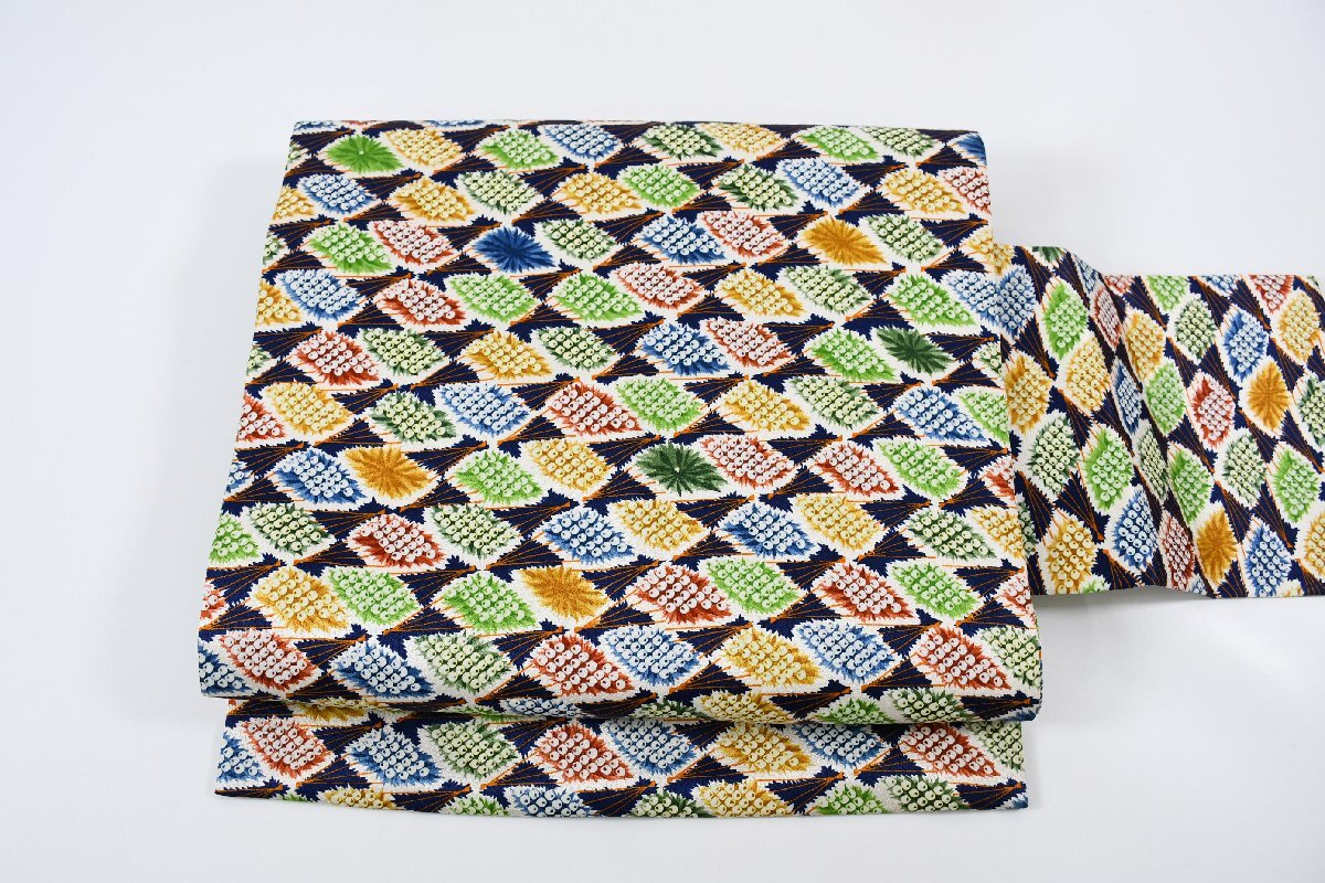 Yahoo!オークション - 名古屋帯 鹿の子 幾何学模様 帯丈358cm 着物屋 n...