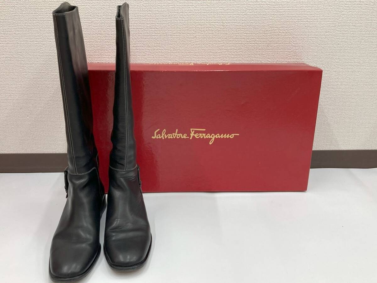 Yahoo!オークション - GIOM30224 Salvatore Ferragamo フェラガモ レザ...