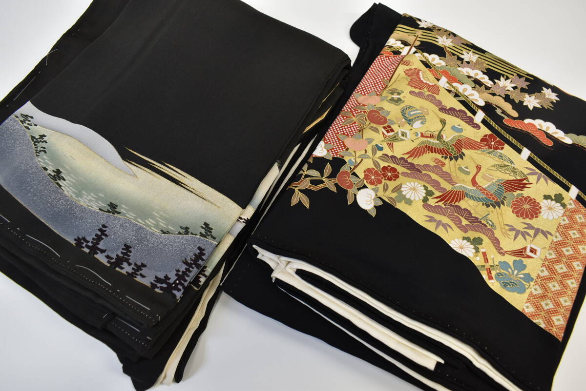 Yahoo!オークション - 【きものや】A170 すべて正絹 黒留袖 江戸妻 縮...