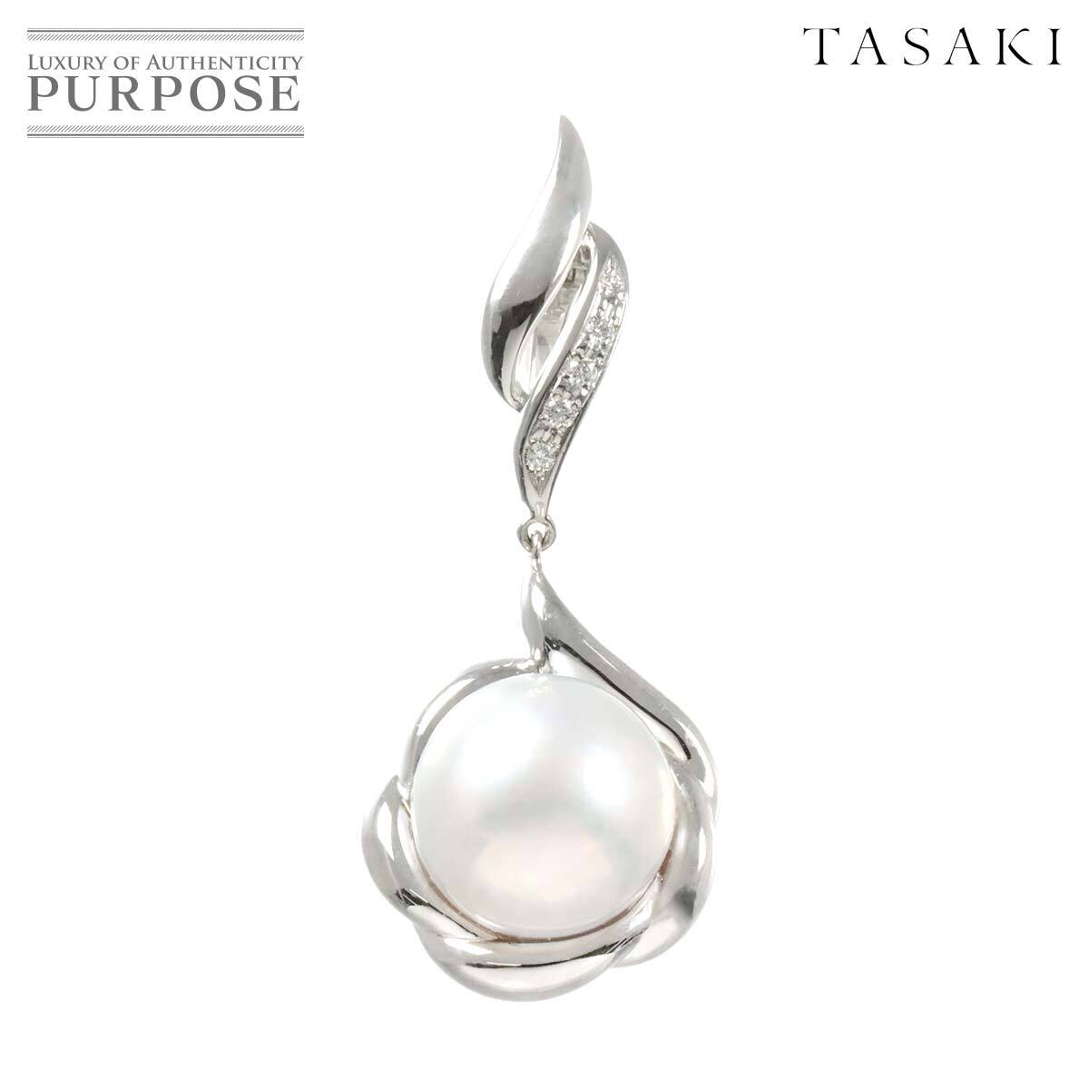Yahoo!オークション - タサキ TASAKI 白蝶真珠 12.8m ダイヤ 0.05ct ペ...