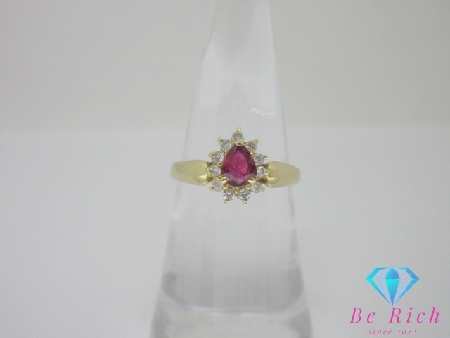 Yahoo!オークション - K18 YG ルビー 0.39ct ダイヤモンド 0.16ct 付 ...