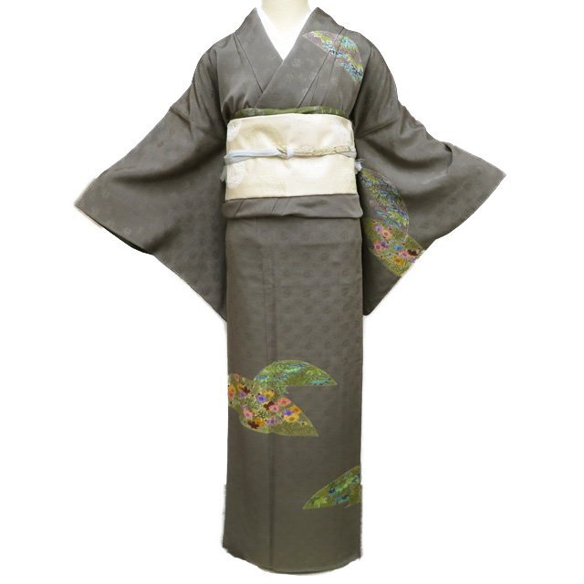 Yahoo!オークション - 訪問着 着物 未使用 正絹 袷 紋付き 作家物 落款...