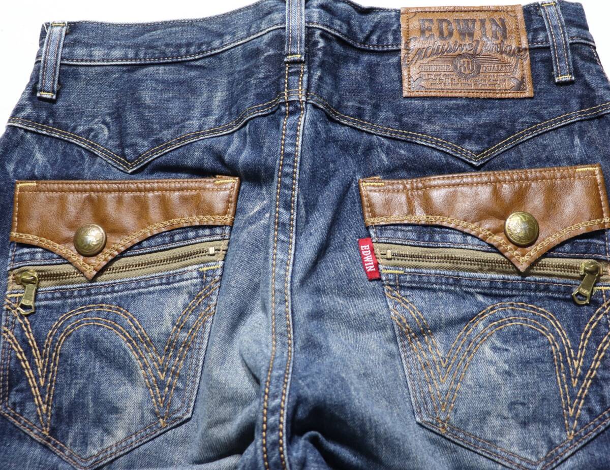 Yahoo!オークション - ♂ EDWIN EXS404 濃い目のUSEDヒゲ落ち加工 W3...