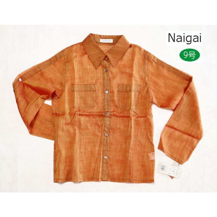 Yahoo!オークション - r997 昭和レトロ 長袖ブラウス 9号 オレンジ 内...