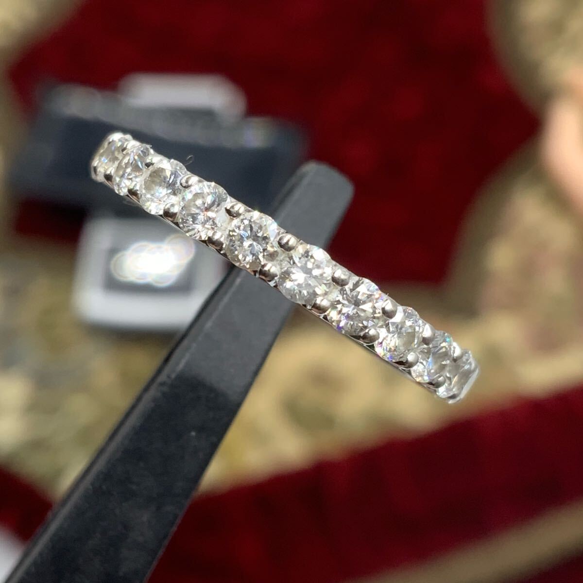 Yahoo!オークション - 1ct ハーフエタニティ リング K18WG 3.3g エステ...