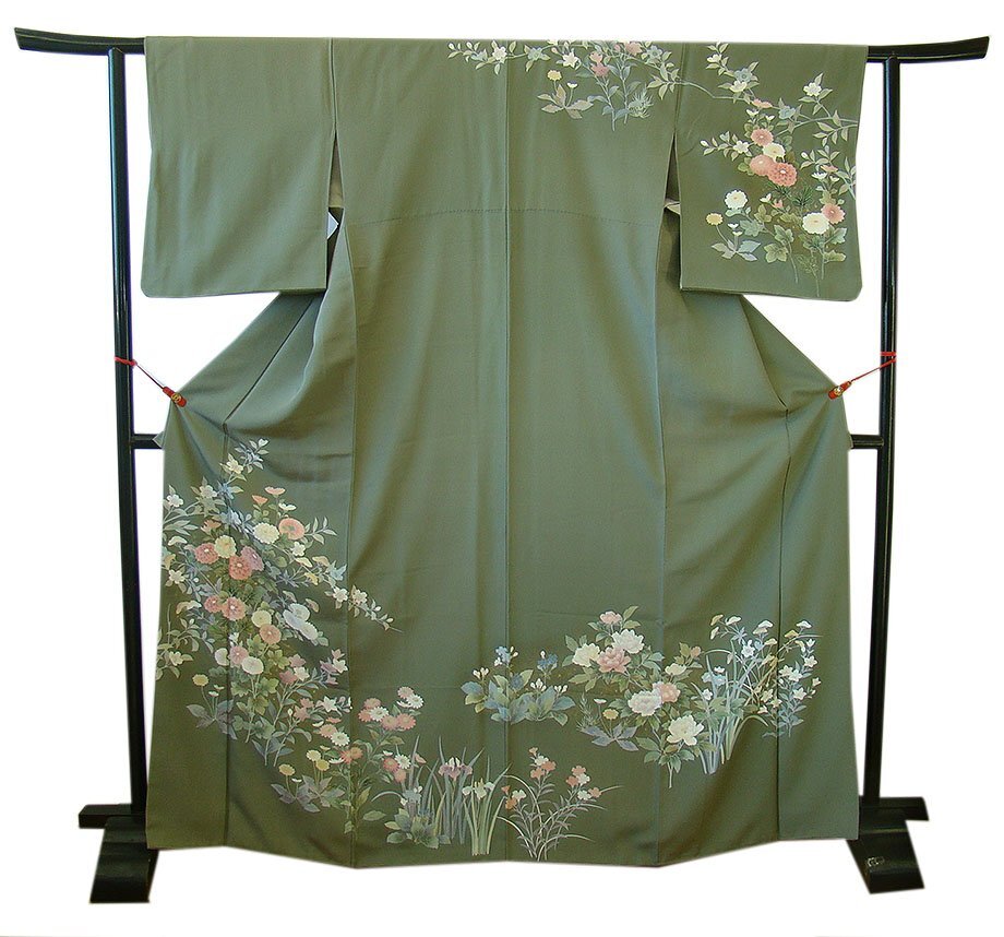 Yahoo!オークション - 時代屋 裄67.1cm 極上縮緬地 本加工染柄 附下...