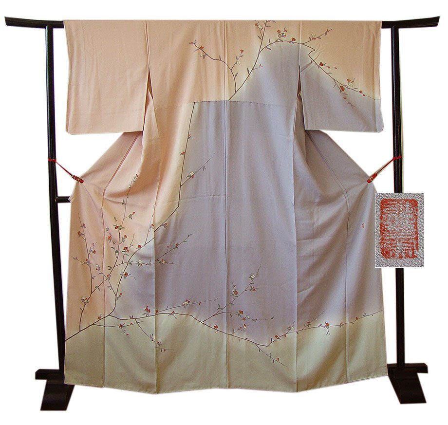 Yahoo!オークション - 時代屋 裄66.3cm 作家物 一越地 本加工染 附下...