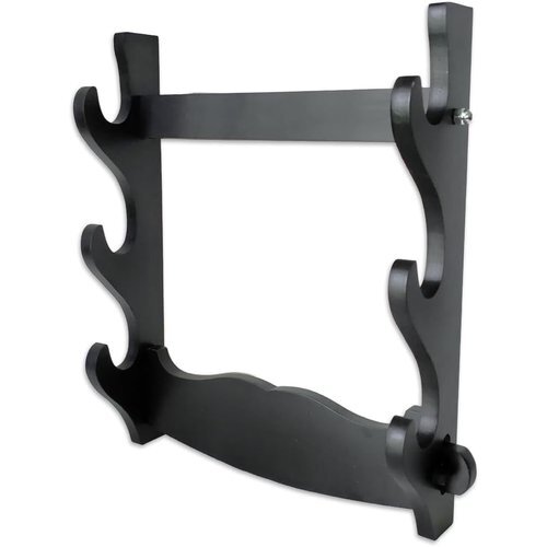 Yahoo!オークション - 新品 Nicheez 3本掛け 黒塗り 木製 飾り棚 模造...